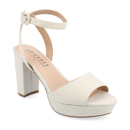 Journee Collection Womens Nairri Platform Block Heel Dress Sandals - Nude