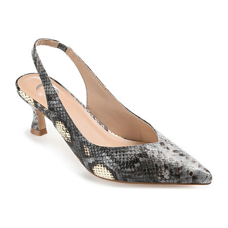 Journee Collection Mikoa Womens Pointed Closed Toe Kitten Heel Pumps  6 1/2 Medium  Gray