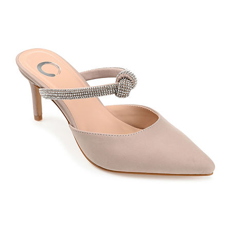 Journee Collection Womens Lunna Rhinestone Knot Dress Pumps - Blush