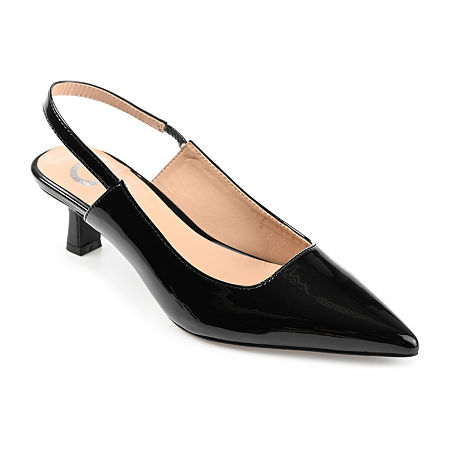Journee Collection Womens Paulina Pointed Toe Slingback Pumps - Black Patent