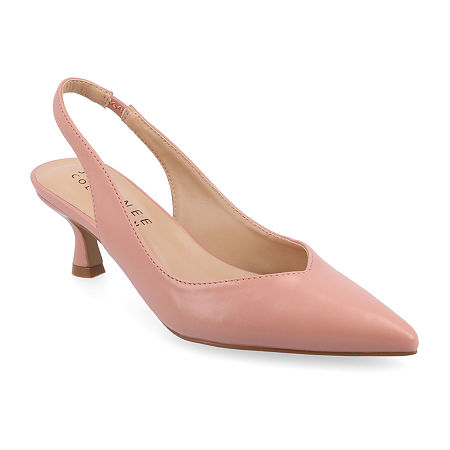 Journee Collection Womens Mikoa Slingback Pointed Toe Kitten Heels - Mauve