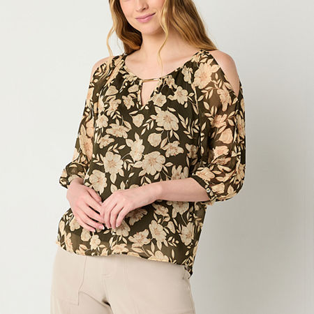 Click here for Brannan Womens Keyhole Neck 3/4 Sleeve Blouse  Xx-... prices