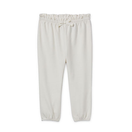 Okie Dokie Baby Girls Tapered Regular Fit French Terry Jogger Pant  12 Months  White