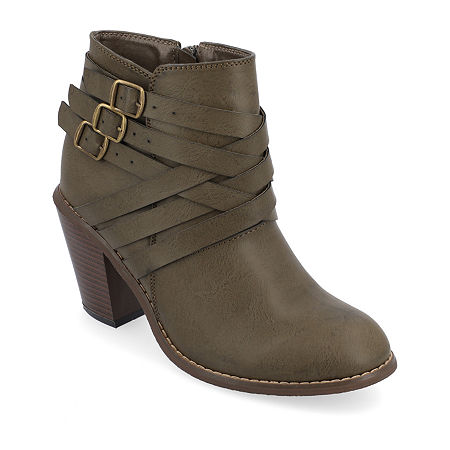 Click here for Journee Collection Womens Strap Stacked Heel Booti... prices