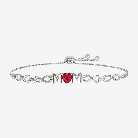 Click here for Mom Womens Diamond Accent Lab Created Red Ruby Ste... prices