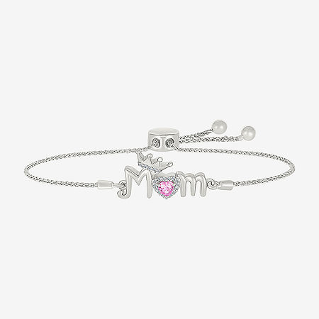 Click here for Mom Womens Diamond Accent Lab Created Pink Sapphir... prices