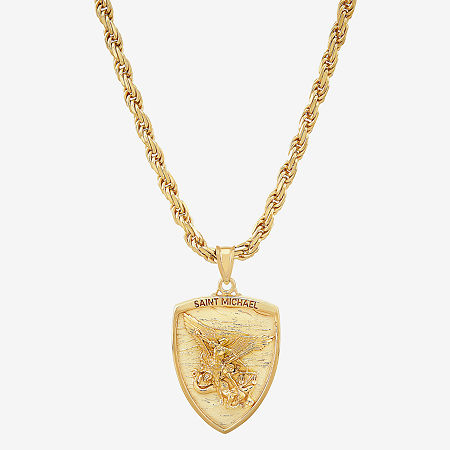 Click here for Saint Michael Mens 14K Gold Over Silver 24 Inch Pe... prices