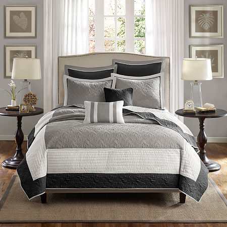 Madison Park Attingham 7-Pc. Quilt Set  Full/Queen - Black