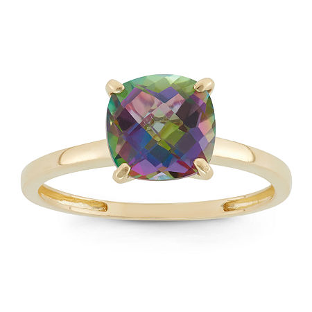 Click here for Womens Green Topaz 10K Gold Square Solitaire Cockt... prices
