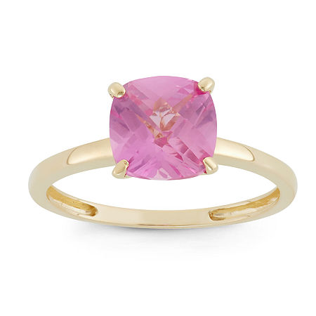 Click here for Womens Pink Sapphire 10K Gold Square Solitaire Coc... prices