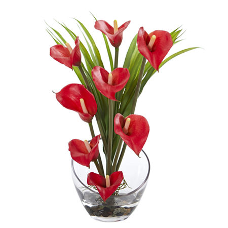 Click here for Calla Lily and Grass Artificial Arrangement in Vas... prices