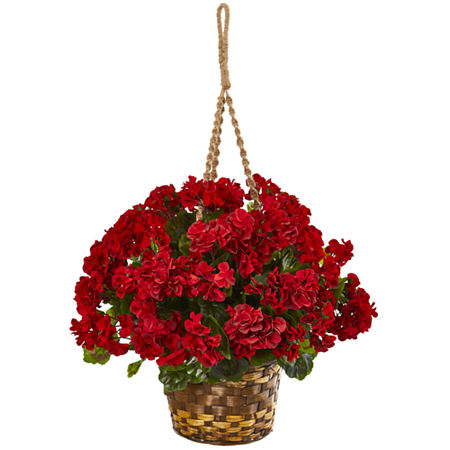 Click here for Nearly Natural 19 Geranium Hanging Basket Artifici... prices