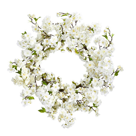 Click here for 24â Cherry Blossom Wreath  One Size  White prices
