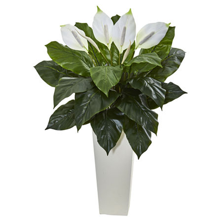 Click here for 3 Spathiphyllum Artificial Plant in White TowerPla... prices