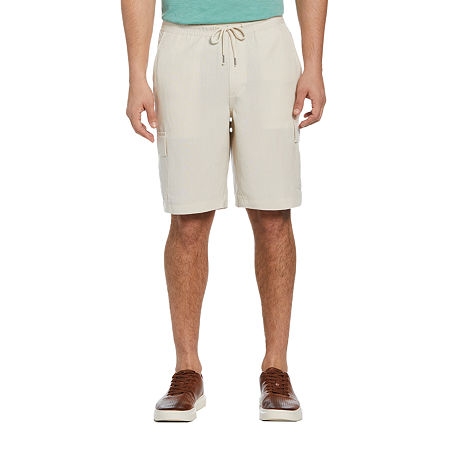 Cubavera Mens Linen Blend Pull-On Cargo Short - Silver Lining