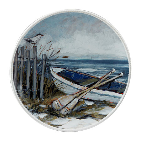 Certified International Shorebirds Round Platter - Blue