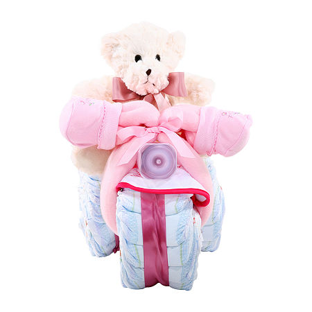 Click here for Alder Creek Pink Tricycle Diaper Cake Food Set  On... prices