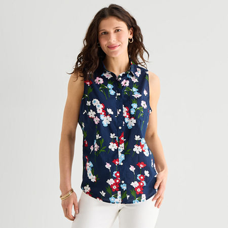Click here for St. Johns Bay Womens Sleeveless Regular Fit Button... prices