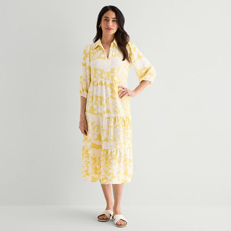 Click here for 52seven Womens 3/4 Sleeve Midi Floral Shift Dress... prices