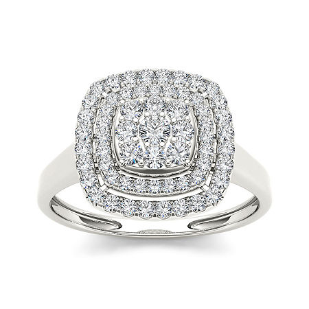 Click here for 1/2 CT.T.W. Natural Diamond Halo 10K White Gold En... prices