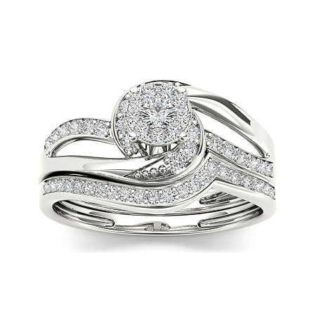 Click here for 1/3 CT.T.W. Natural Diamond 10K White Gold Bridal... prices