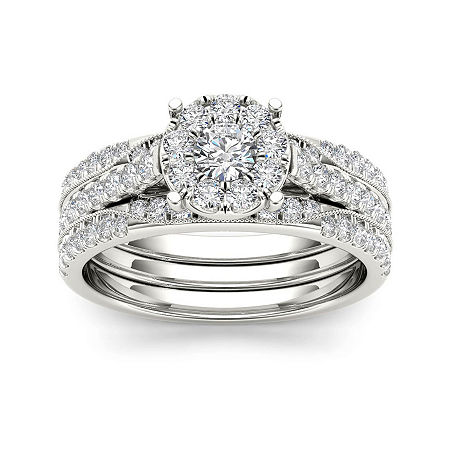 Click here for 1 CT.T.W. Natural Diamond 14K White Gold Bridal Se... prices