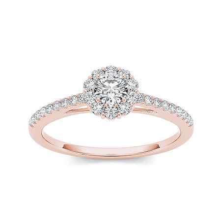 Click here for 1/2 CT.T.W. Natural Diamond 10K Rose Gold Halo Eng... prices