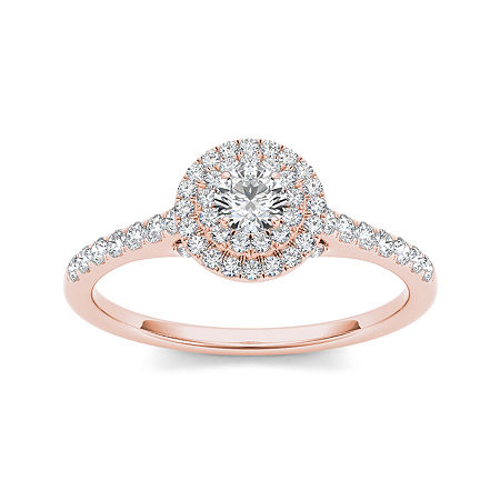 Click here for 1/2 CT.T.W. Natural Diamond Halo 10K Rose Gold Eng... prices