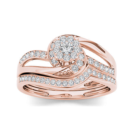 Click here for 1/3 CT.T.W. Natural Diamond 10K Rose Gold Bridal S... prices