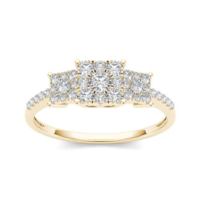 1/2 CT.T.W. Natural Diamond 10K Yellow Gold Engagement Ring, Color ...