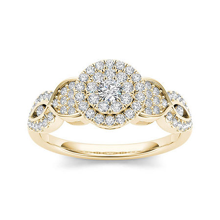 Click here for 1/2 CT.T.W. Natural Diamond Cluster 10K Yellow Gol... prices