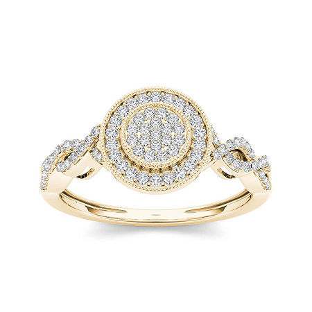 Click here for 1/5 CT.T.W. Natural Diamond 10K Yellow Gold Cluste... prices