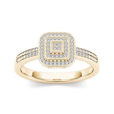 1/6 CT.T.W. Natural Diamond 10K Yellow Gold Engagement Ring, Color ...