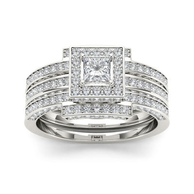 1 1/2 CT. T.W. Diamond 14K White Gold Bridal Ring Set, Color: White ...