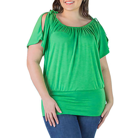 Click here for 24seven Comfort Apparel Plus Womens Scoop Neck Sho... prices