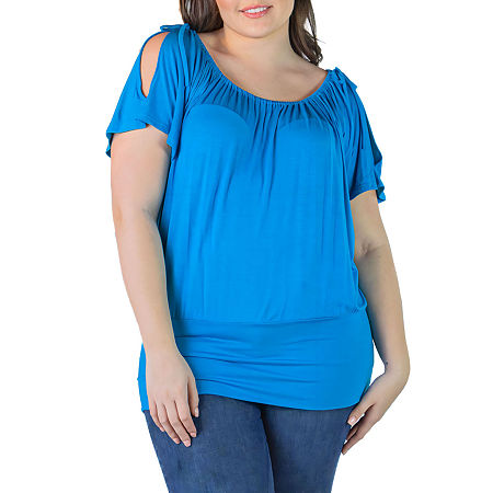Click here for 24seven Comfort Apparel Plus Womens Scoop Neck Sho... prices