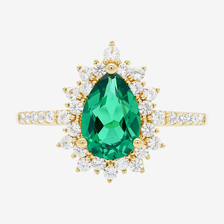 Click here for Womens Lab Created Green Emerald 14K Gold Over Sil... prices