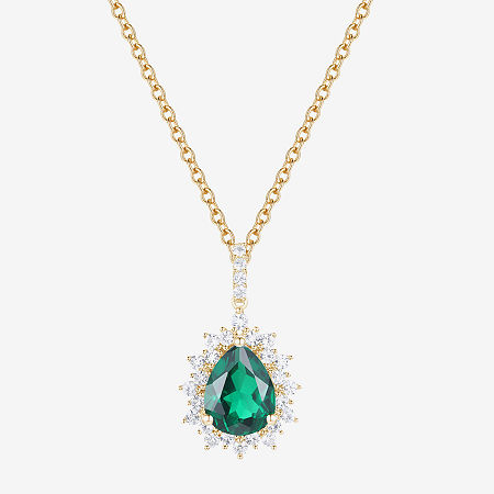 Click here for Womens Lab Created Green Emerald 14K Gold Over Sil... prices