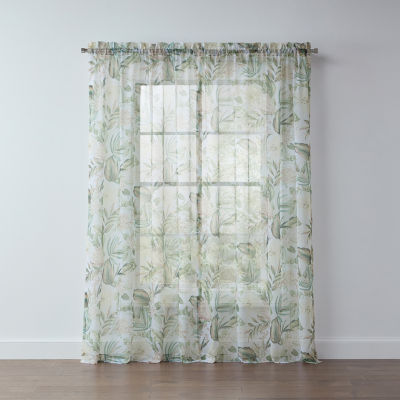 Liz Claiborne Lisette Printed Grommet Top Sheer Single Curtain Panel ...