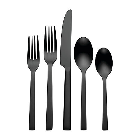 Oneida Chefs Table Black 20 Piece Everyday Flatware Set  Service For 4 - Metallic and Stainless