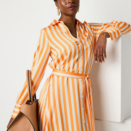 Click here for Worthington Womens Long Sleeve Striped Shirt Dress... prices