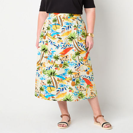 Click here for St. Johns Bay Womens High Rise Midi Plus A-Line Sk... prices