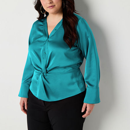 Click here for Bold Elements Womens V Neck Long Sleeve Satin Plus... prices