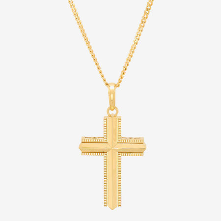 Click here for Cross Mens 14K Gold Over Silver Cross 22 Inch Pend... prices