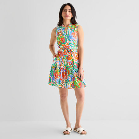 Click here for Willow Glenn Womens Sleeveless Floral Fit + Flare... prices