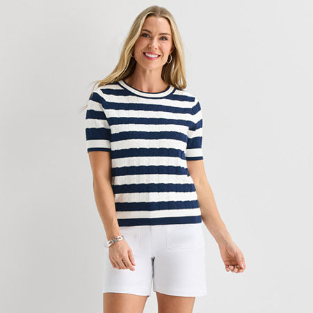 Click here for Liz Claiborne Womens Crew Neck Short Sleeve Stripe... prices
