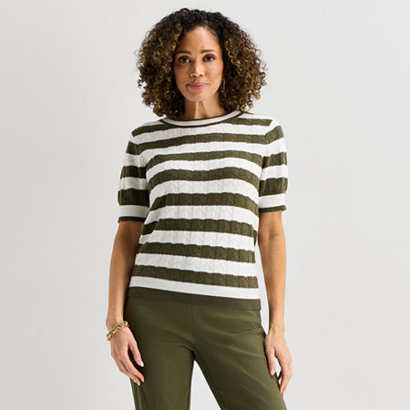 Click here for Liz Claiborne Womens Crew Neck Elbow Sleeve Stripe... prices
