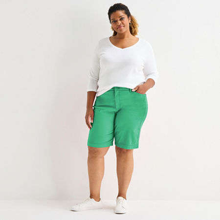 Click here for St. Johns Bay Womens 11 Mid Rise Plus Bermuda Shor... prices
