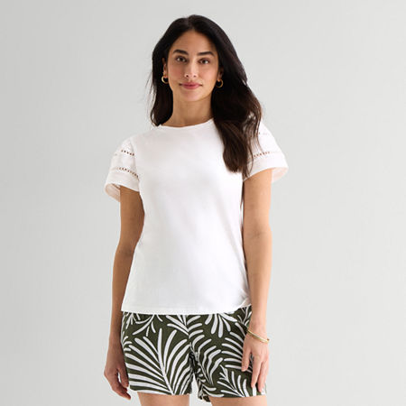 Click here for St. Johns Bay Womens Round Neck Short Sleeve Blous... prices