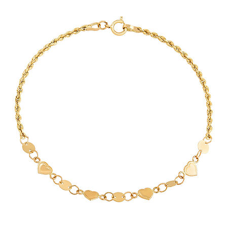 Click here for Womens 14K Gold Hollow Heart 7 Inch Link Bracelet... prices
